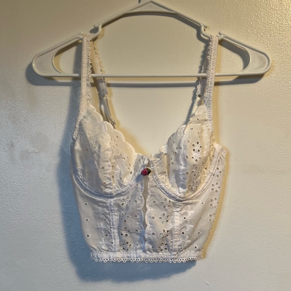 White Eyelet Bra Corset Top - Gem